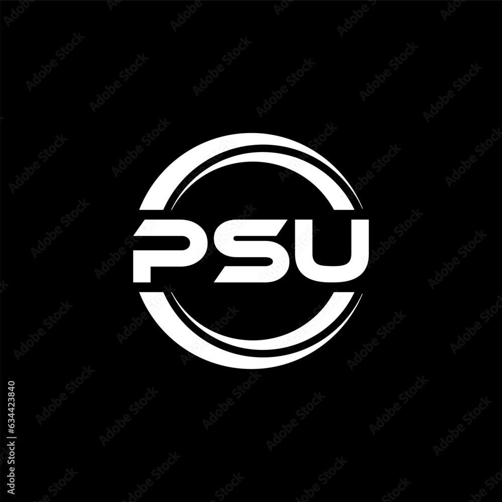 PSU letter logo design with black background in illustrator, vector ...