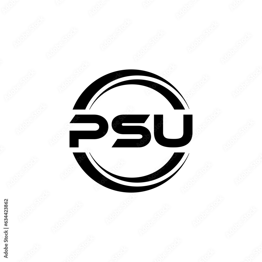 PSU letter logo design with white background in illustrator, vector ...