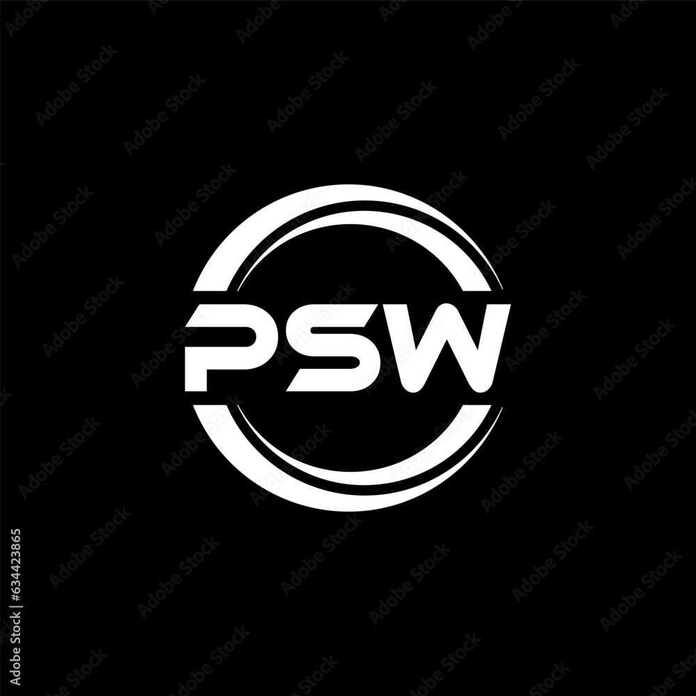 PSW letter logo design with black background in illustrator, vector ...