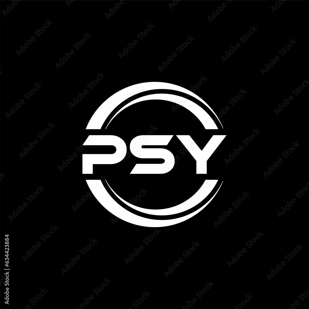 PSY letter logo design with black background in illustrator, vector ...