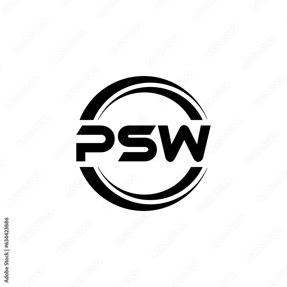 PSW letter logo design with white background in illustrator, vector ...