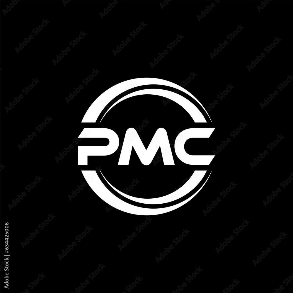 PMC letter logo design with black background in illustrator, vector ...