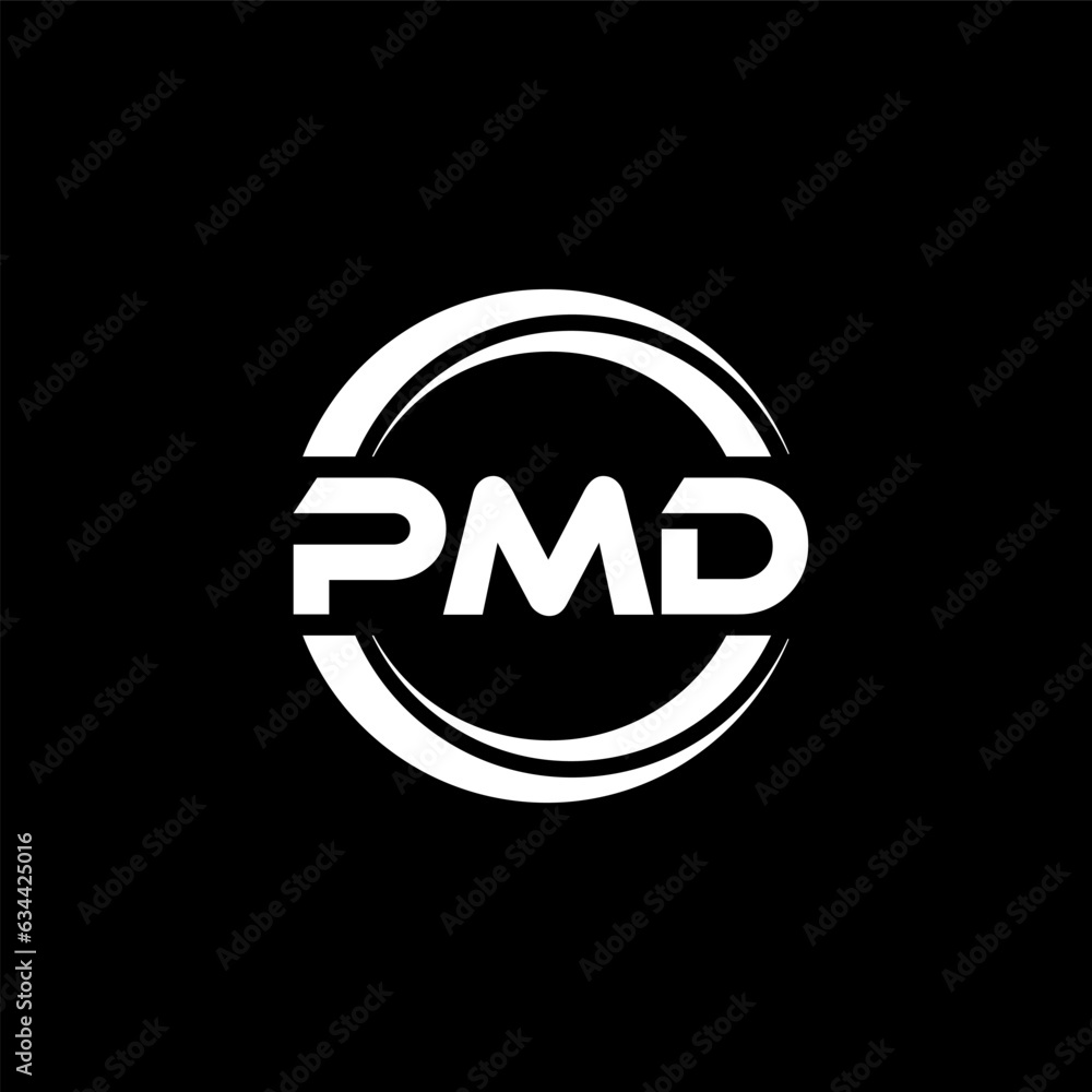 PMD letter logo design with black background in illustrator, vector ...