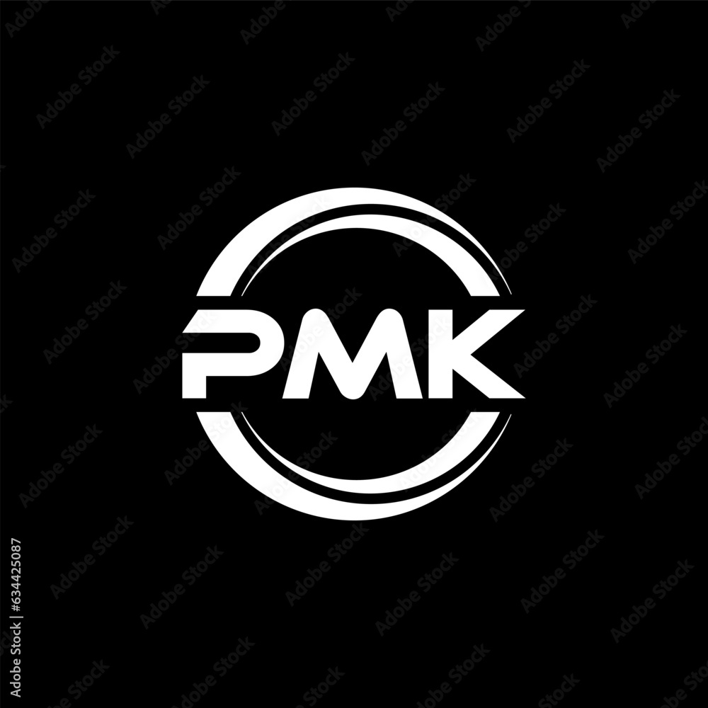 PMK letter logo design with black background in illustrator, vector ...