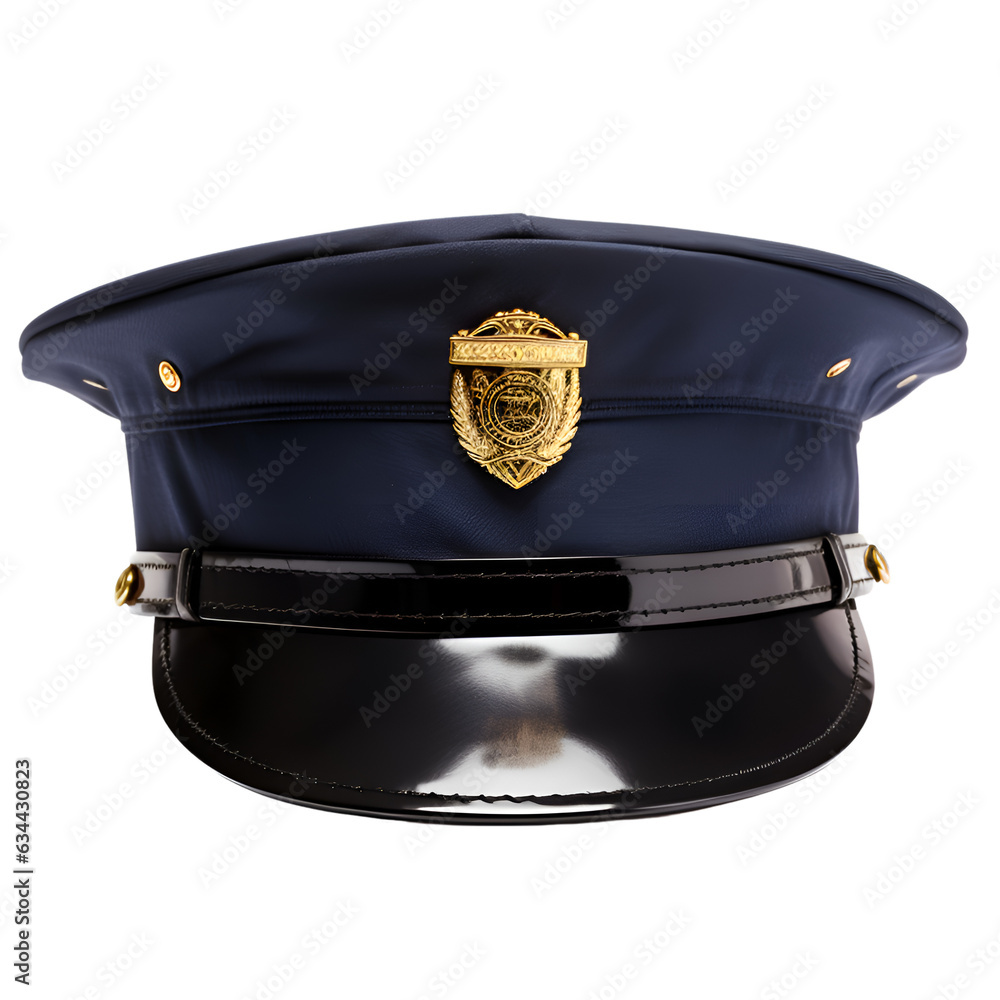 police uniform hat with badge on isolated transparent background Stock ...