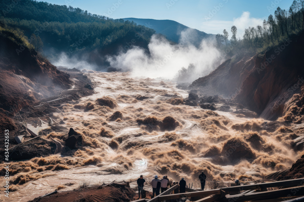 rocky mountain collapse, quarry explosion generative ai Stock Photo ...