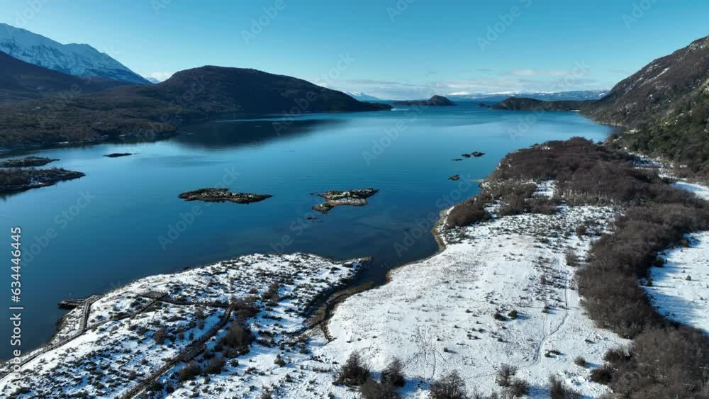 Vidéo Stock National Park At Ushuaia In Fin Del Mundo Argentina. Snowy ...