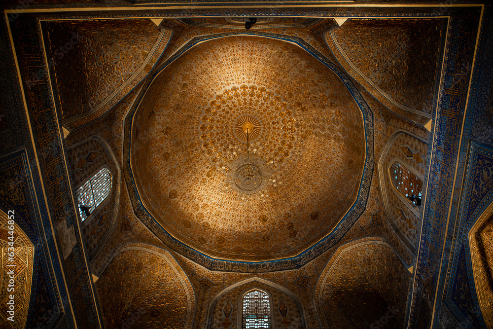 Inside view of the Gur-e-Amir (Guri Amir). Interior of mausoleum of the ...