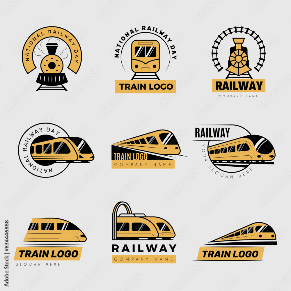 Train logo. Railway transport symbols collection recent vector stylized ...