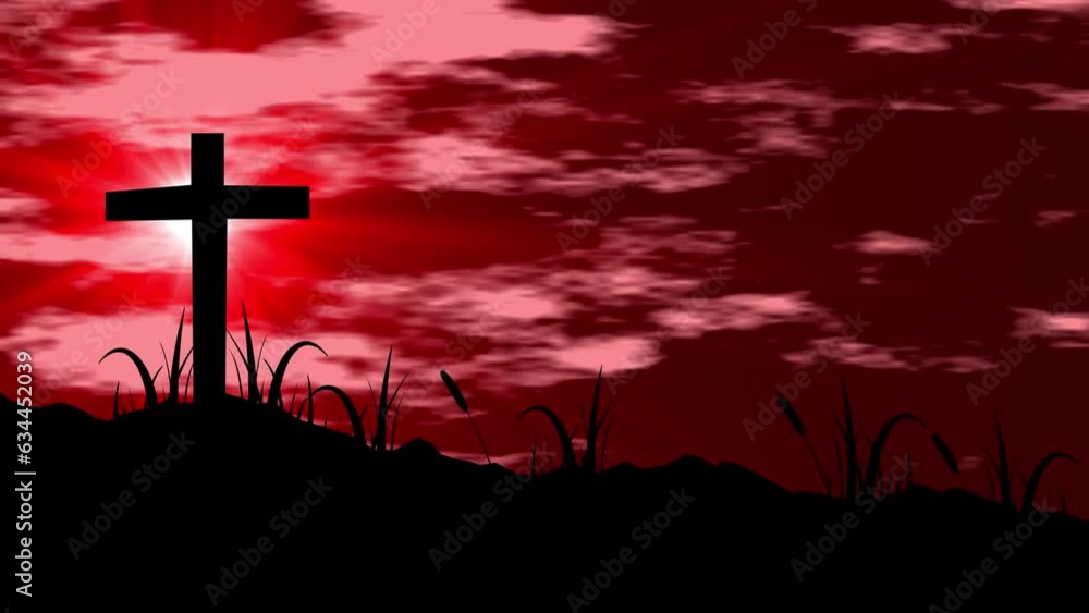 Jesus Christ On The Cross With Bright Shine Sun Effects. Animation ...