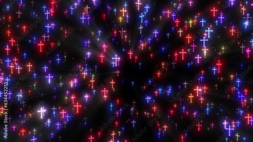 Christian Cross Falling With Different Color Animation Background The Cross Symbol Falling On