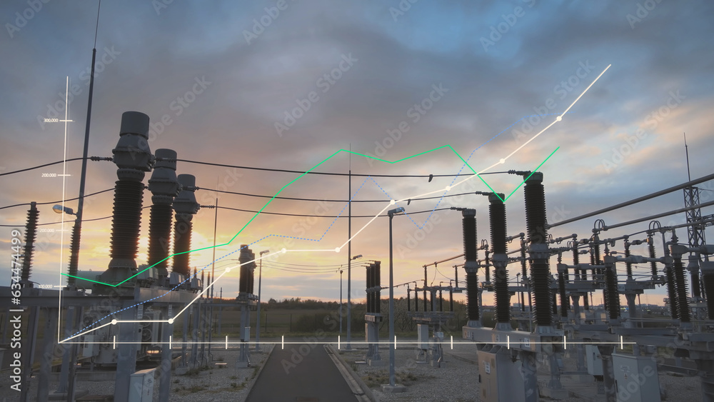 Clean green energy power station with infographic. Future concept with ...