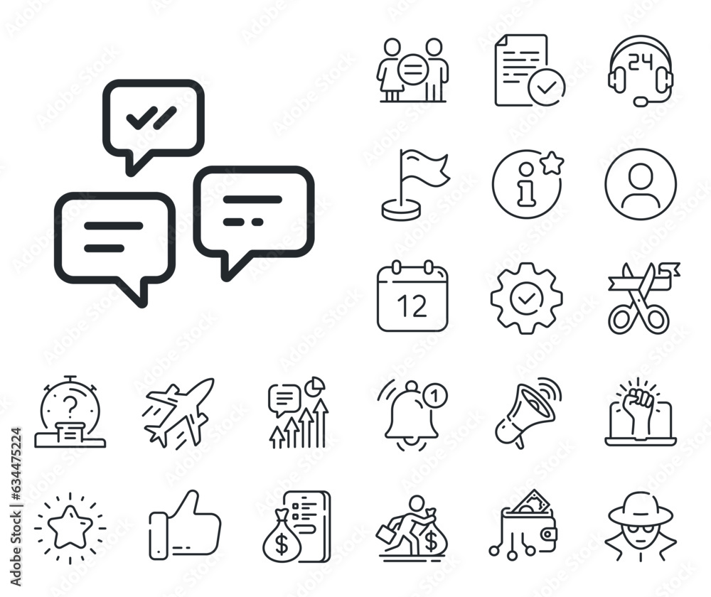 Conversation or SMS sign. Salaryman, gender equality and alert bell ...