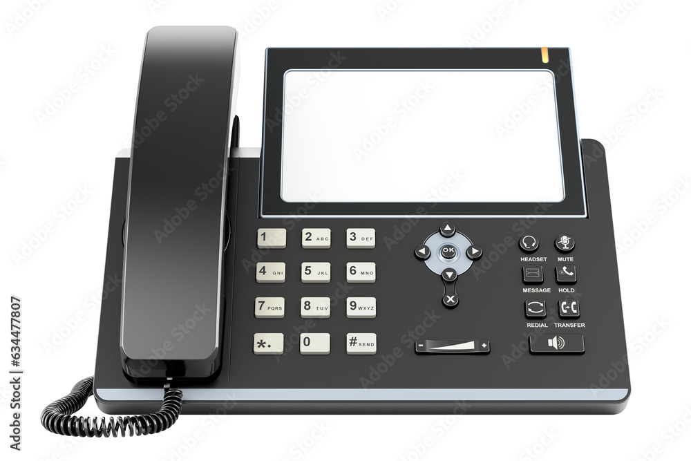 IP Phone with white screen, 3D rendering isolated on transparent ...