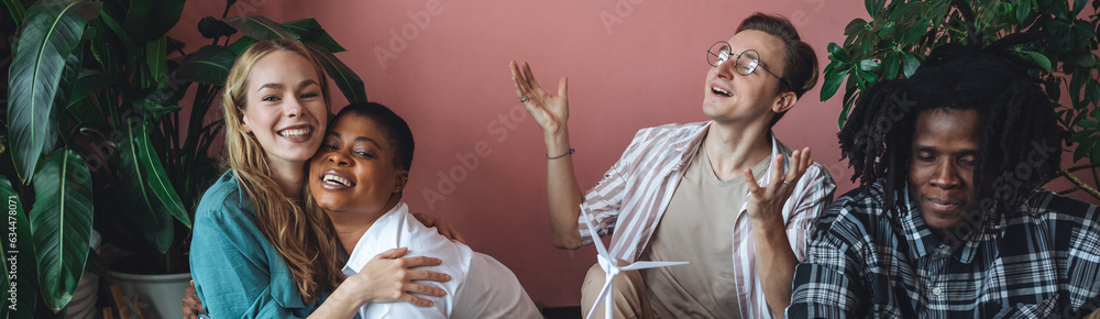 International group of students working on modern urban architecture ...