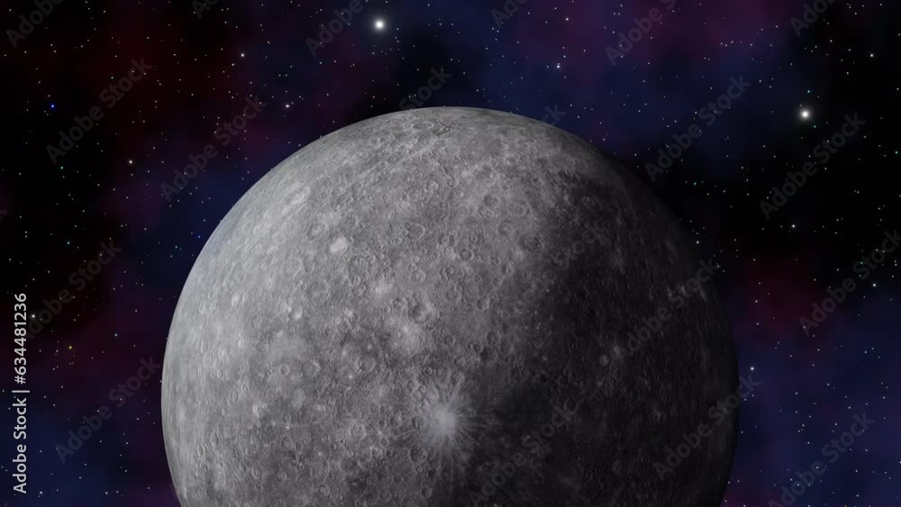 Planet Mercury view from outer space and twinkling stars in the Milky ...