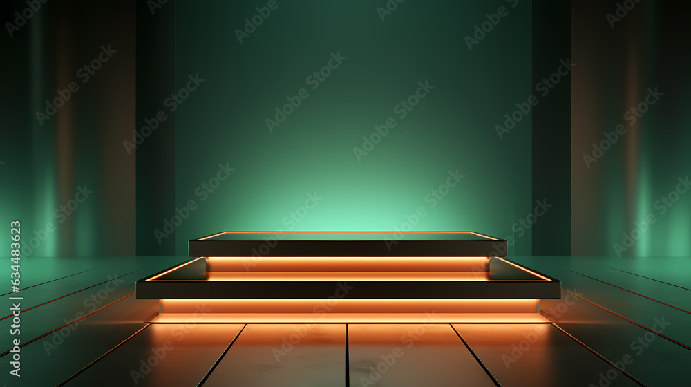 Modern showcase scene illuminated, platform for product presentation ...