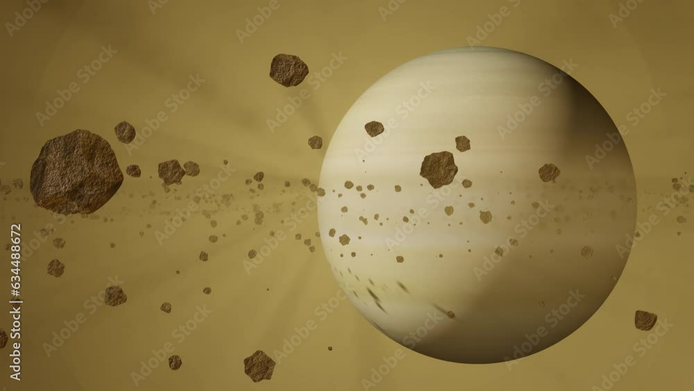 Planet Saturn with asteroid rings with alpha channel overlay view from ...