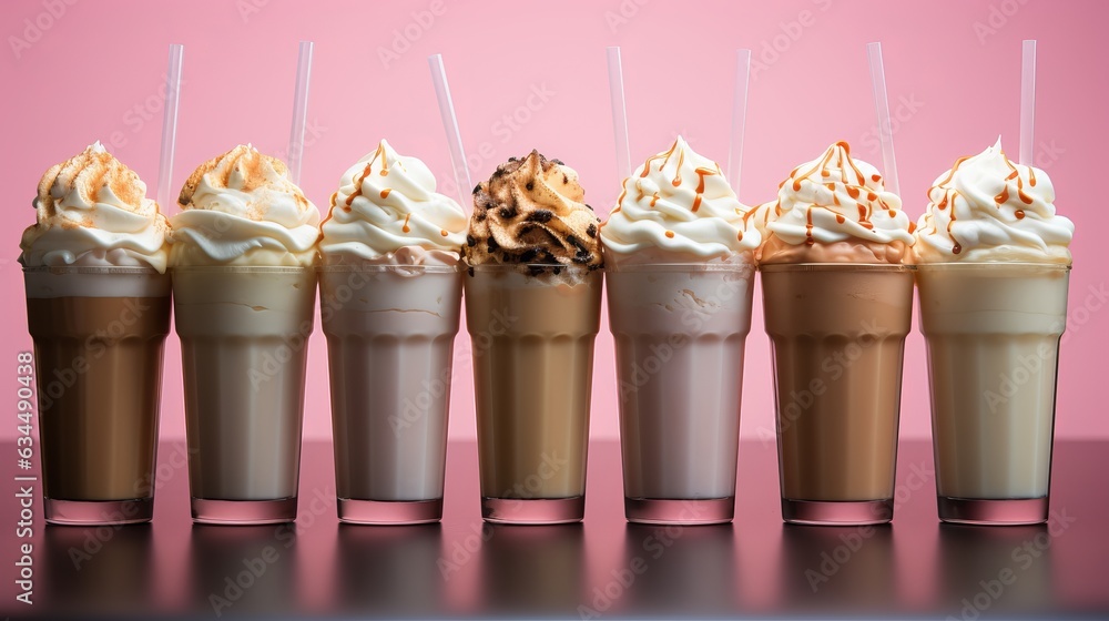 Barbie cocktail, milkshake on sundae, barbie style pink tint background ...