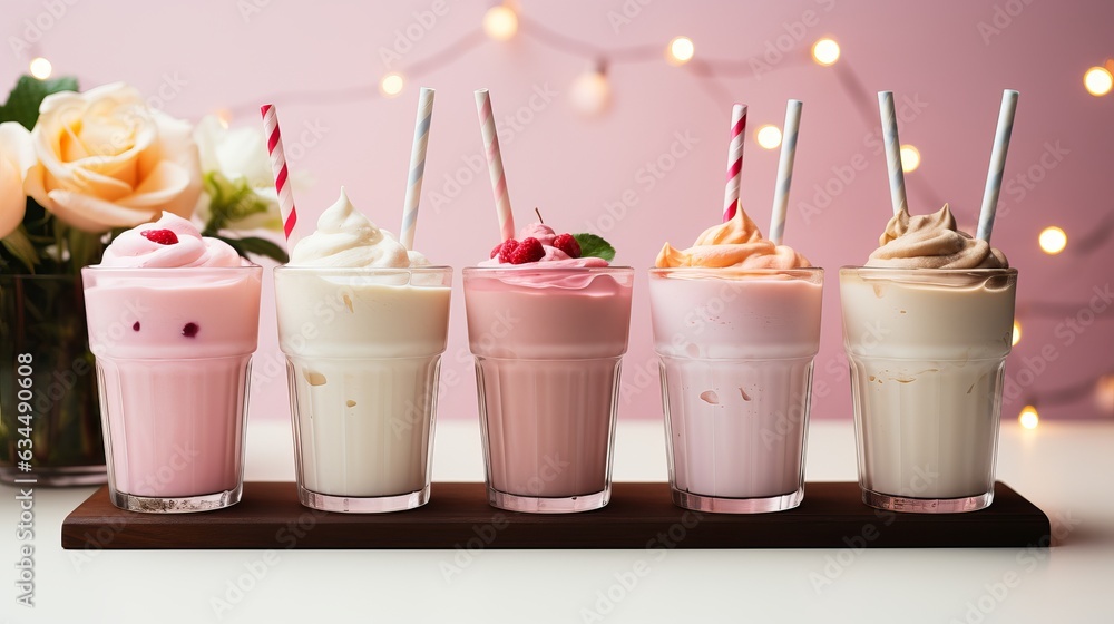 Barbie cocktail, milkshake on sundae, barbie style pink tint background ...