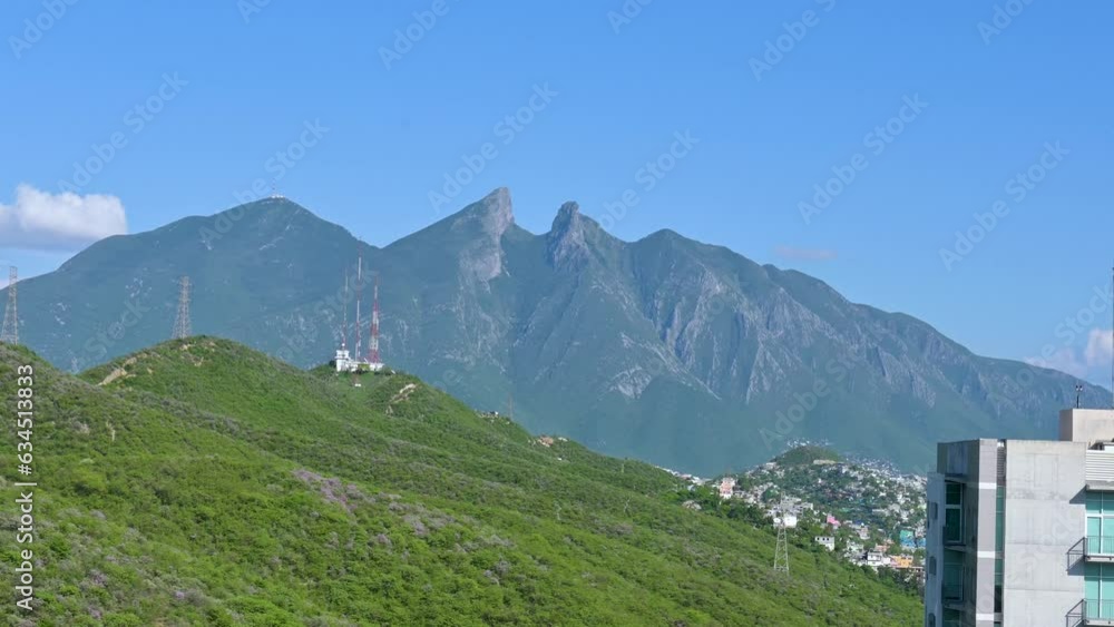 Monterrey Nuevo Leon, Mexico. Cerro de la Silla. mountain and symbol of ...