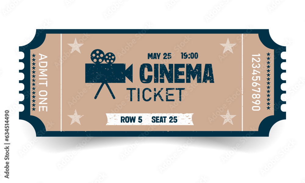 Cinema ticket template mockup .Vector illustration in retro style ...