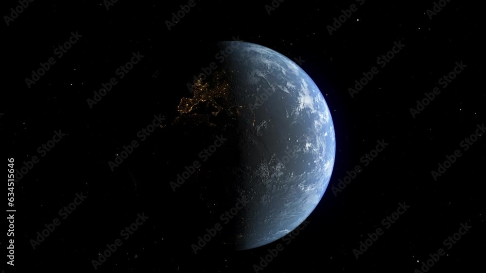 footage of planet earth whole round 3D orbital rotation with day night ...