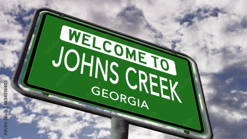 Welcome to Johns Creek, Georgia. USA City Road Sign Close Up Realistic ...