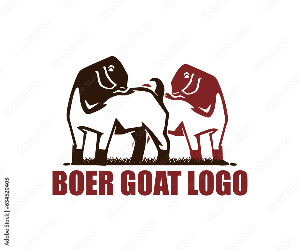 RED HEAD BOER GOAT LOGO, silhouette of simple great ram standing vector ...