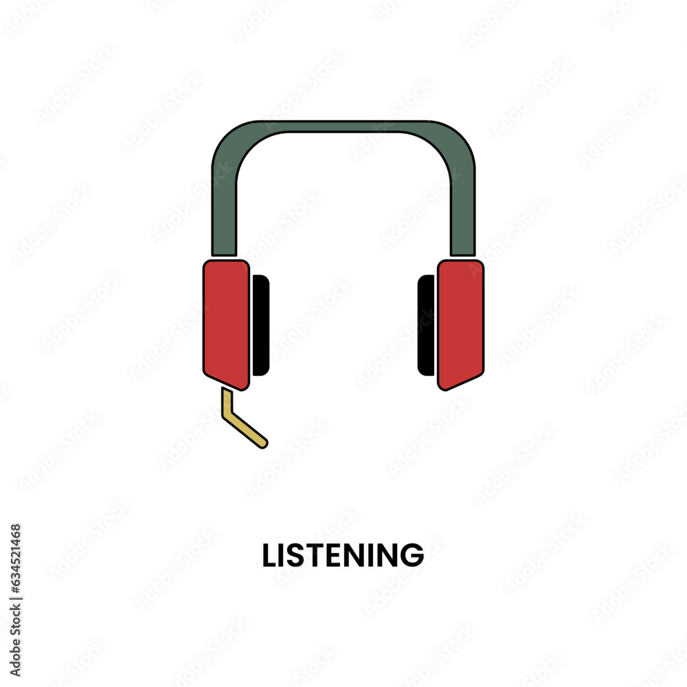 Listening icon in lineal color style. Design element of International ...