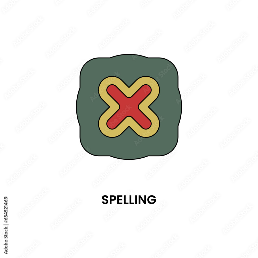 Spelling icon in lineal color style. Design element of International ...