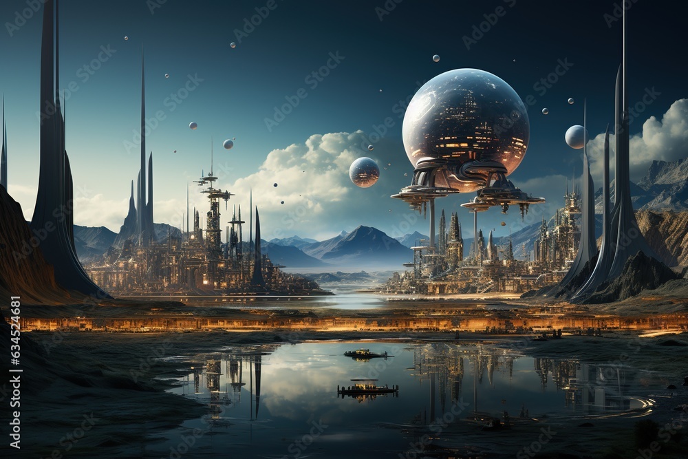 science fiction art using AI, featuring futuristic technology, space ...