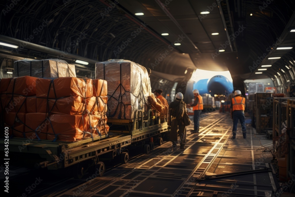 Cargo Plane Being Loaded with Perishable Goods, Generative AI Stock ...