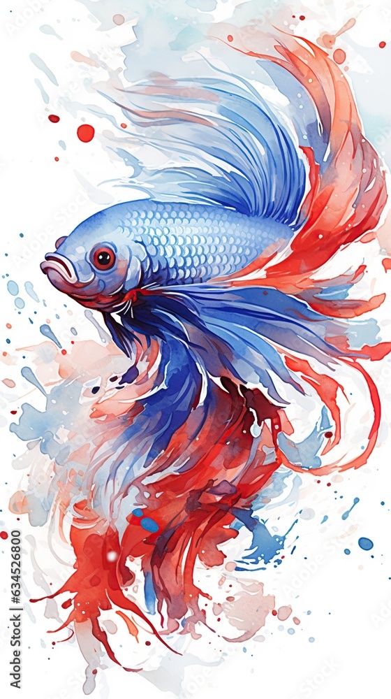 Chinese fighting fish, abstract art, Abstract Watercolor, create a ...