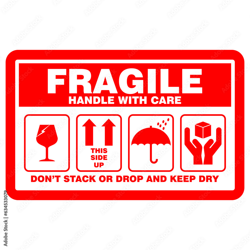 Fragile, handle with care, sticker and label vector Stock Vector ...