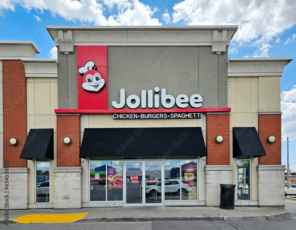 TORONTO, CANADA-AUGUST 11, 2023: Jollibee restaurant. Jollibee is ...