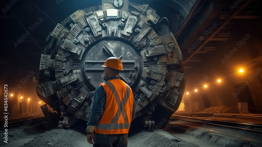 Engineer are control underground construction working shaft with ...