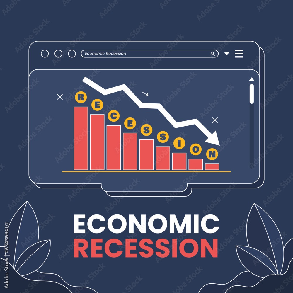 Economic crisis graph with falling arrow vector caused by recession ...