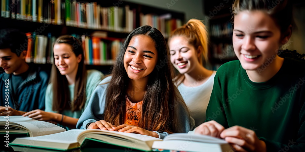 excitement of going back to school, featuring a group of diverse ...