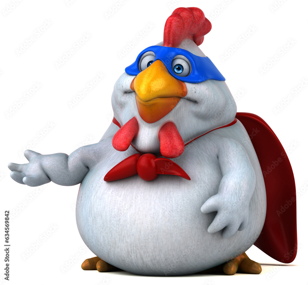 Poster Fun 3D cartoon illustration of a chicken superhero – Wall Art ...