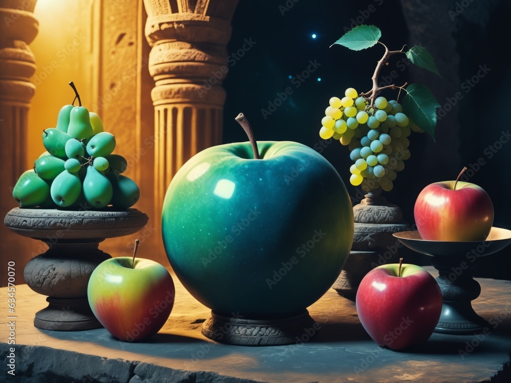 Vintage Still Life Photo of Galactic Fruits, Alien fruits resembling ...