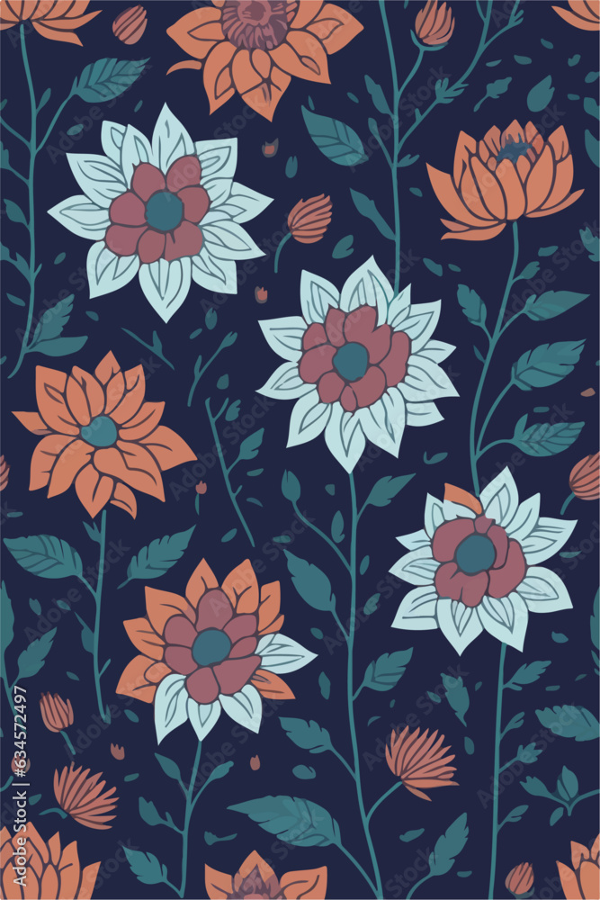 Diverse Vertical Dahlia Patterns in Various Color Palettes Stock Vector ...