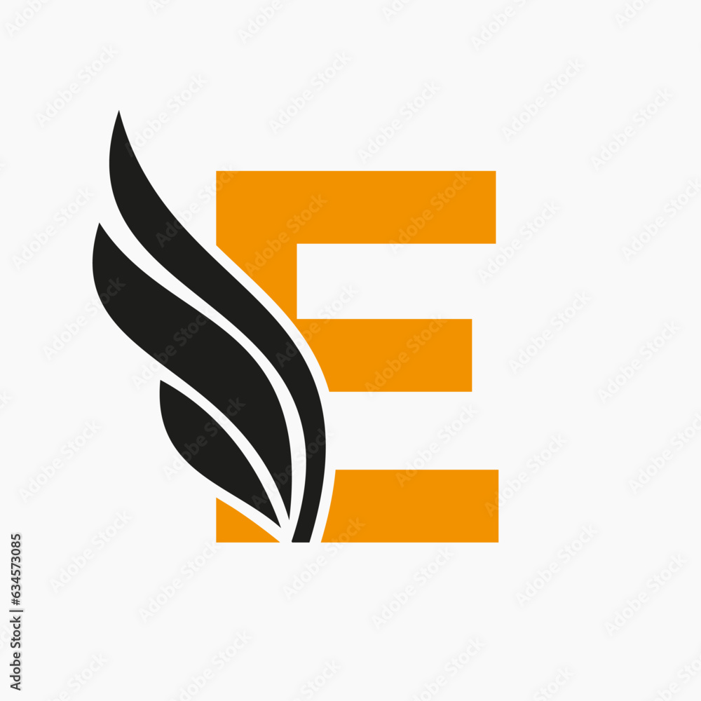 Letter E Wing Logo Design For Freight and Transportation Symbol. Wing ...