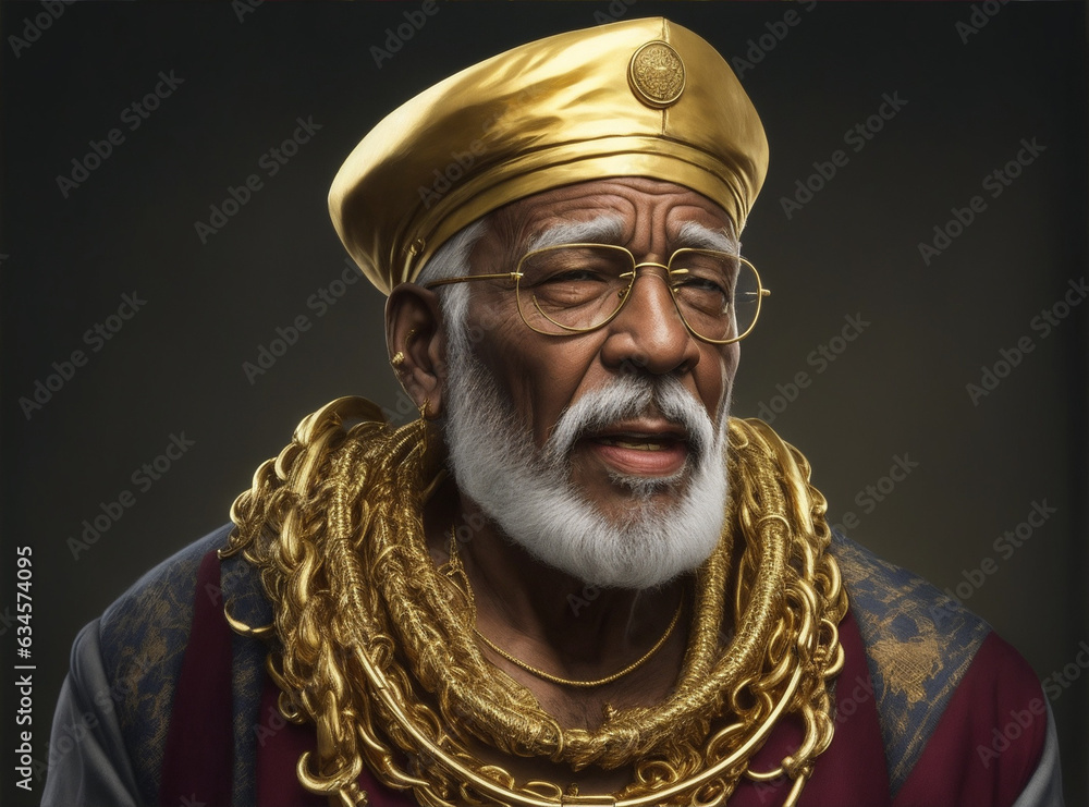 Realistic picture Old man in rap style with gold accessory by ...