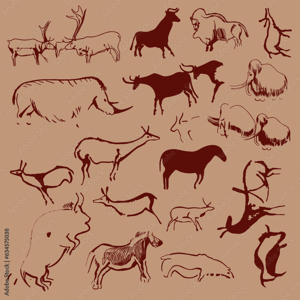 Paleolith Cave Paintings / Ai Illustrator Stock Vector | Adobe Stock