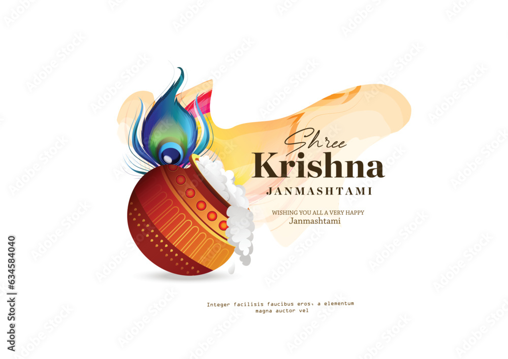 Creative Hand Lettering Text "Krishna Janmashtami" with Beautiful ...