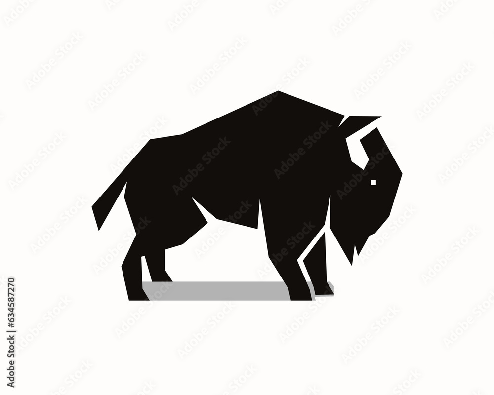 abstract silhouette stand bison logo design template illustration ...