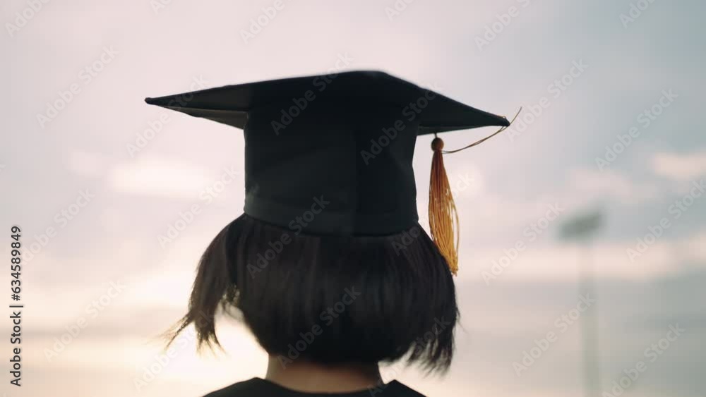 Rear view of Graduation Congratulations student ceremony on the day of ...