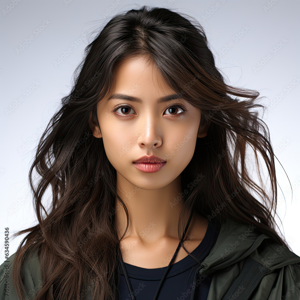 Professional headshot of a blank-faced Japanese woman in her twenties ...