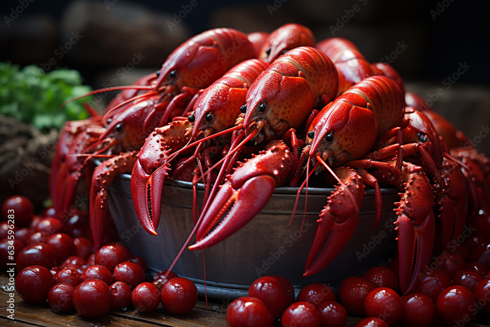 An image of a lobster claw resting on a pile of lobster shells ...